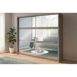 Home Affaire Kleiderschrank &raquo;PRESSAC mit viel Stauraum, 10 F&auml;cher, 2 Kleiderstangen, Breite 230cm&laquo; Garderobe mit 2 Schiebet&uuml;ren und Spiegel, Ma&szlig;e B/T/
