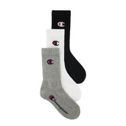 Champion Herren Sportsocken &raquo;3 Pack Crew Socks&laquo; 3 Paar tlg. f&uuml;r Kinder, dreiteiliges Set, aus Baumwolle, Polyester und Elasthan 27-30