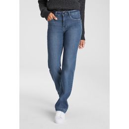 Arizona Damen Weite Jeans weite Beinform, Used-Look-Waschung, hohe Taille blau 38, N-Gr