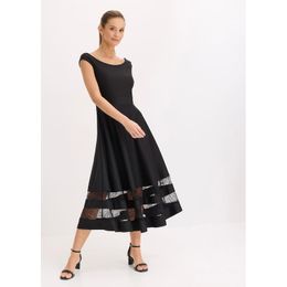 bonprix Damen bonprix Off-Shoulder-Kleid mit Spitzen-Einsatz, ausgestellte Passform schwarz 48/50 (XL), N-Gr