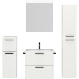 Nobilia Badm&ouml;bel-Set &raquo;Tolvina&laquo; vormontiert, mit Soft-Close, 4 Stk. tlg. wei&szlig; B/H/T: 140cmcm x 169cmcm x 48,7cmcm, Griffe schwarz