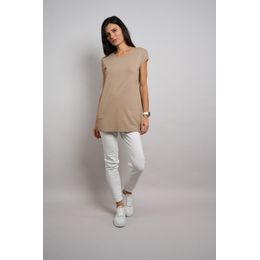 Seidel Moden Damen Longshirt, beige, Gr. 34, Jersey, Obermaterial: 94% Viskose, 6% Elasthan, Shirts, MADE IN GERMANY