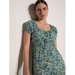 Apricot Damen Midikleid "Midi-Kleid mit Wasserfarben-Blumenmuster im Milchm&auml;dchen-Stil", blau, Gr. 40, gewebt, Obermaterial: 100% Viskose LENZING