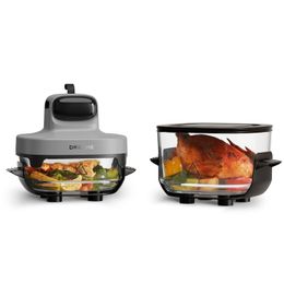 DREAME Hei&szlig;luftfritteuse &raquo;Tasti PT60&laquo; 1500 W 2 Glasbeh&auml;lter, 1500 Watt, Fritierplatte grau Einheitsgr&ouml;&szlig;e Hei&szlig;luftfritteuse