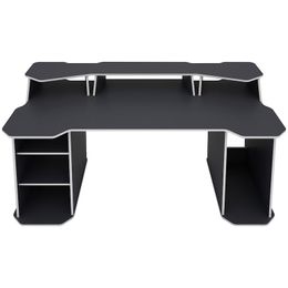ByLiving Gamingtisch &raquo;MATRIX&laquo; 180 cm mit Platz f&uuml;r 3 Bildschirme, gratis Aufkleberset schwarz B/H/T: 180cm x 92,6cm x 85cm, Anthrazitmit wei&szlig;en ABS 