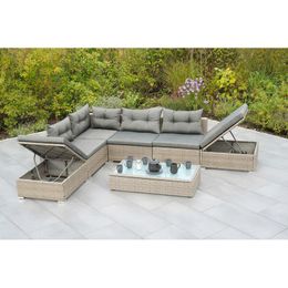 Merxx Gartenlounge-Set &raquo;Manzano&laquo; 7 Stk. tlg. inkl. Auflagen beige Kunststoff, Stahl Einheitsgr&ouml;&szlig;e