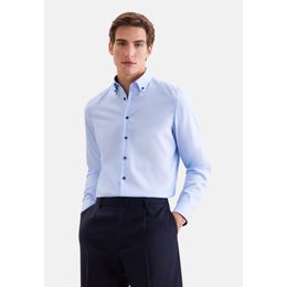Seidensticker Herren Businesshemd "Schwarze Rose", blau, Gr. 42, unifarben, 100% Baumwolle, Hemden, Slim 1/1 Button-Down-Kragen Uni