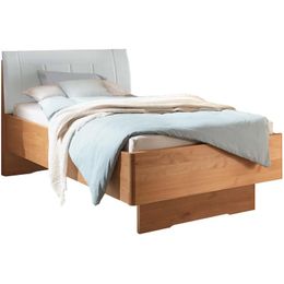 Wiemann Holzbett &raquo;Cardiff, Bettgestell, Bettrahmen, teilmassiv, mit Polsterkopfteil&laquo; Belastbarkeit 110/220 Kg, 4-fache h&ouml;henverstellbar, MADE IN 