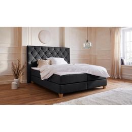 Home Affaire Boxspringbett &raquo;Harmones hoch&laquo; in 3 Breiten, H&auml;rtegrad auch im Mix mit je 1 Matratze in H2 und H3 grau Struktur (100% Polyester) Struktur,