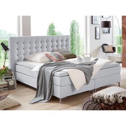 ATLANTIC HOME COLLECTION Boxspringbett &raquo;Anni&laquo; mit Bonnell-Federkernmatratze und Topper grau Bezug: Strukturstoff (100% Polyester);Bezug 