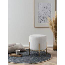 Salesfever Polsterhocker &raquo;Komfortabler Polsterhocker&laquo; mit Design-Gestell aus goldfarbenem Metall beige Stoff (88% Polyester/12% Nylon), Metall B/H/T: 