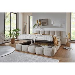 ATLANTIC HOME COLLECTION Polsterbett &raquo;"Jane" mit gro&szlig;en Stauraum&laquo; luxurious gepolstertes Kopfteil und Rahmen, Bezug mit Boucl&eacute;charakter beige 100% PES