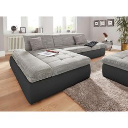DOMO collection Ecksofa &raquo;PB MORIC wahlweise mit Bettfunktion + Armteilverstellung, L-Form&laquo; im XXL-Format, B/T/H:300/172/80 cm, feine Steppung schwarz 