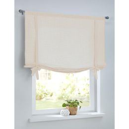 Kutti Bindegardine &raquo;Cottage Raffgardine&laquo; Stangendurchzug 1 Stk. tlg. kariert, Baumwolle, Stangendurchzug, Bindegardine beige Baumwolle 100cm, 