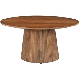 Sit Couchtisch &raquo;Br&uuml;ssel aus Mangoholz mit Sockelfu&szlig; & Lamellendesign&laquo; runde Tischplatte &Oslash; 80 cm & markanter Sockel in Lamellenoptik beige B/H/T: 80cm 