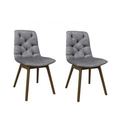 OTTO home Esszimmerstuhl &raquo;Ramon&laquo; (Set) 2 Stk.mit Massivholzbeinen, in verschiedenen Farben und Stoffen grau Holzwerkstoff, Massivholz, Polyester B/H/T