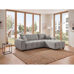 OTTO home Ecksofa &raquo;Bella Couch L-Form, B: 234 cm - OTTO. Verl&auml;ssliche Qualit&auml;t.&laquo; mit Schlaffunktion, Bettkasten & Zierkissen grau 100%Polyester B/H/T: