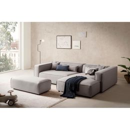 LeGer Home by Lena Gercke Ecksofa &raquo;PIARA XXL Leinenoptik, L-Form, Schlaffunktion&laquo; Hocker stellbar zum Schlafsofa (Krokodilverbinder), tiefe Sitzfl&auml;che