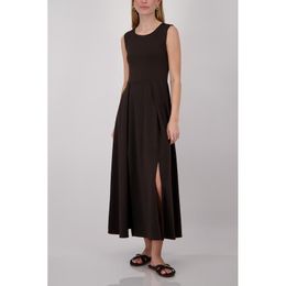 monari Damen Maxikleid &raquo;Kleid uni&laquo; Ohne Tasche Regular fit mit Schlitzen braun 38, N-Gr