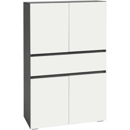 Home Affaire Midischrank &raquo;Wisla&laquo; mit 4 T&uuml;ren & 1 Schublade, Breite 76 cm, H&ouml;he 130 cm grau Holzwerkstoff anthrazit, B/H/T: 76cm x 130cm x 35cm, 