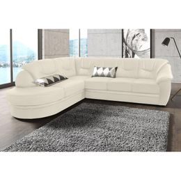 Sit & More sit&more Ecksofa &raquo;Savona&laquo; wahlweise mit Schlaffunktion wei&szlig; NaturLEDER (echtes Rindsleder) in Sitz und R&uuml;cken. Korpus in passendem Kunstleder SOFTLUX 