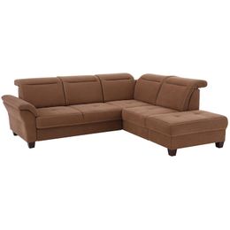 OTTO home Ecksofa &raquo;Solvei L-Form&laquo; wahlweise auch mit Kopfteilverstellung und Schlaffunktion, Federkern braun Luxus-Microfaser Lederoptik (100% 
