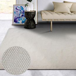 ELLE DECORATION Wollteppich &raquo;Pradesh&laquo; rechteckig 10 mm H&ouml;he Handgewebt, Wolle, Natur, L&auml;ufer, Wohnzimmer, Schlafzimmer, Skandi wei&szlig; Wolle B : 60cm 1 