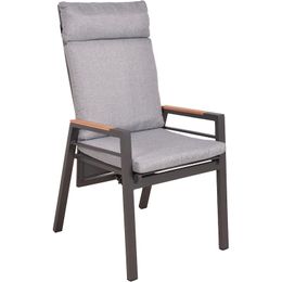 Garden Pleasure Hochlehner &raquo;MATERA&laquo; (Set) 1 Stk.R&uuml;ckenlehne verstellbar grau Aluminium, Kunststoff, Polyester B/H/T: 56,5cm x 110cm x 65cm, 1 Stk., Polyester