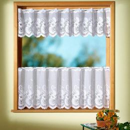 Weckbrodt-Gardinen Scheibengardine &raquo;Flensburg&laquo; Stangendurchzug 1 Stk. tlg. Bistro, Jacquard,strukturiert, floral, Bord&uuml;re, gebogt, Gardine, Store wei&szlig; Jacquard, 