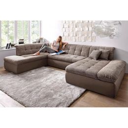 DOMO collection Wohnlandschaft &raquo;MORIC 353x216x80 cm, mit viel Platz, U-Form, auch in Cord&laquo; im XXL-Format, wahlweise mit Bettfunktion und 