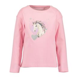 Blue Seven M&auml;dchen Langarmshirt, rosa, Gr. 134, bedruckt, unifarben, Single Jersey, Obermaterial: 100% Baumwolle, Shirts, Baumwolle, Glitzerdruck