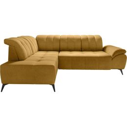 Home Affaire Ecksofa &raquo;Lazio modern und bequem, schmale Armlehnen, tolle Detailverarbeitung&laquo; gelb 100% Polyester B/H/T: 272cm, Microfaser, Ottomane 