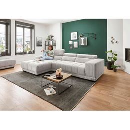 Die PlanBar Ecksofa &raquo;MP-IN15053 L-Form schmaler Schenkel&laquo; wahlweise mit Kopfteilverstellung und manueller Vorziehbank beige 88% Polyester; 12% 