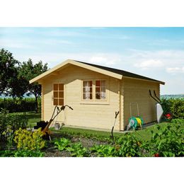 Kiehn-Holz Gartenhaus &raquo;Fronberg&laquo; aus naturbelassenem Fichtenholz beige Holzwerkstoff Fu&szlig;boden im Gartenhaus