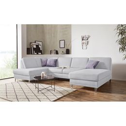 Sit & More sit&more Wohnlandschaft &raquo;Clio U-Form&laquo; wahlweise mit Schlaffunktion und Bettkasten, inklusive Federkern silber B/H/T: 319cm x 89cm x 190cm, Struktur, 