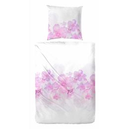 Primera Bettw&auml;sche &raquo;Zelis&laquo; 2 Stk. mit romantischen Blumen pink Mako-Satin, Obermaterial: 100% Baumwolle B/L: 155cm x 220cm, 1 Stk., 1 Stk., Mako-Satin, B/L: 
