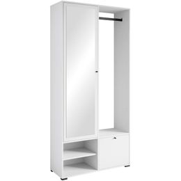 Home Affaire Garderobenschrank &raquo;DINO Kompaktgarderobe, Garderoben-Set DINO&laquo; Mit Spiegel und Kleiderstange, 90 cm breit, T&uuml;ranschlag wechselbar wei&szlig; 