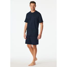 Schiesser Herren Pyjama "Comfort Essentials", Gr. 50, blau, Single Jersey, Obermaterial: 100% Baumwolle, Homewear-Sets, mit aufgesetzter Brusttasche