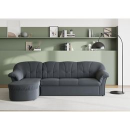 DOMO collection Ecksofa &raquo;Pegnitz, elegante R&uuml;ckensteppung, kompakte Stellma&szlig;e 238/141cm, L-Form&laquo; wahlweise mit Bettfunktion grau 92% Polyester, 8% 