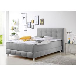 Home Affaire Boxbett &raquo;Vaasa&laquo; inkl. Bettkasten & Topper, XXL-Ausf&uuml;hrung, &Uuml;berl&auml;nge 220 cm silber Samtoptik, Liegefl&auml;che B/L: 140cm x 200cm, H2 + H2, 