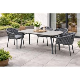 Destiny Garten-Essgruppe &raquo;MOLINO SAN MARINO 4 Se + Tisch OV 180x90cm anthrazit&laquo; Set, Aluminium, Rope, Polywood Aluminium, Wicker/Kunststoffgeflecht B/H/T: 