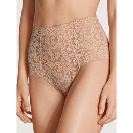 Calida Damen Calida High-Waist-Slip &raquo;Natural Comfort Lace&laquo; weiche, verspielte Spitze, elastisch, extrabreiter Bund, bequem beige S (40/42)