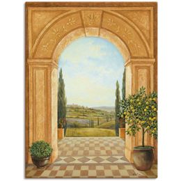 Artland Leinwandbild &raquo;Ausblick mit Zitronenbaum&laquo; Fensterblick 1 Stk. tlg. als Leinwandbild, Wandaufkleber in verschied. Gr&ouml;&szlig;en braun Leinwand B/H/T: 60cm x 