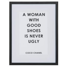 OTTO home Bild &raquo;Zitat Coco Chanel&laquo; Motivationsbilder Schriftzug Schriftz&uuml;ge Schwarz-Wei&szlig; Spr&uuml;che & Texte HD Premium Poster-Druck inkl. Holzrahmen 