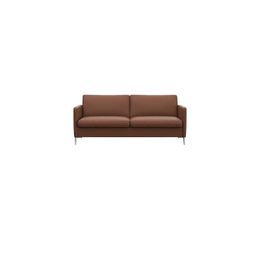 FLEXLUX 2,5-Sitzer &raquo;Fiore, super Sitzkomfort durch Kaltschaum im Sitz&laquo; schmale Armlehnen, F&uuml;&szlig;e Alu braun 100% Echteder B/H/T: 181cm x 85cm x 92cm, 