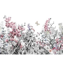 Livingwalls living walls Fototapete &raquo;Designwalls Flower Painting&laquo; glatt Vlies, Wand, Schr&auml;ge, Decke rosa Vlies B/L: 3,5m x 2,55m