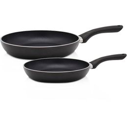 Kr&uuml;ger Pfannen-Set &raquo;Venezia&laquo; Aluminium Set, 2 Stk. tlg. &Oslash; 24/28 cm, Induktion schwarz Einheitsgr&ouml;&szlig;e