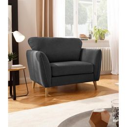 OTTO home Sessel &raquo;MARSEILLE&laquo; Massivholzbeine Eiche, Landhausstil, Wellenunterfederung grau Webstoff (100% Polyester);Struktur fein (58% Polyester, 22%