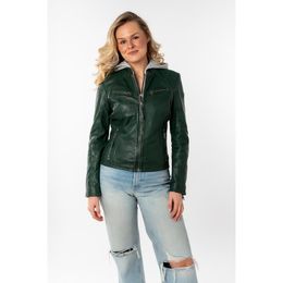 Mauritius Damen Lederjacke &raquo;Nola LEGV&laquo; mit Kapuze mit abnehmbarer Jersey-Kapuze gr&uuml;n XXL Trachtenmode