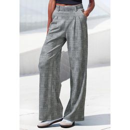 Lascana Damen Lascana Schlupfhose &raquo;extra Weit mit Bundfalten&laquo; mit Jacquard Strickmuster oder uni schwarz blau 44/46, N-Gr